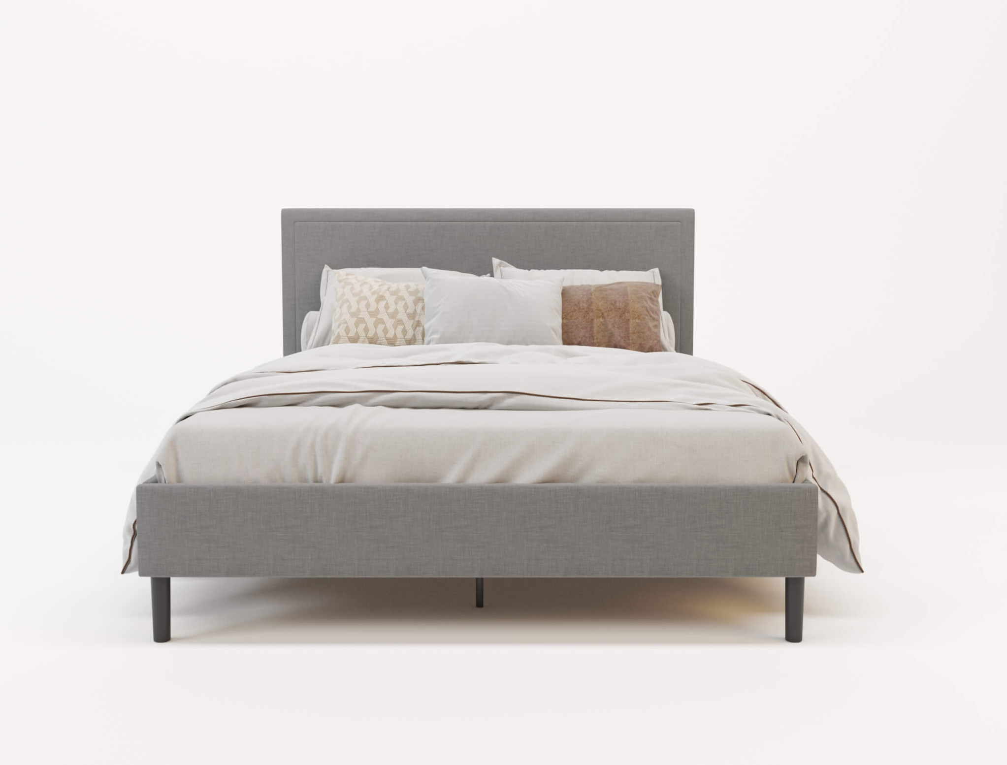 Aria Grey Fabric Double Bed Frame — ISAAK