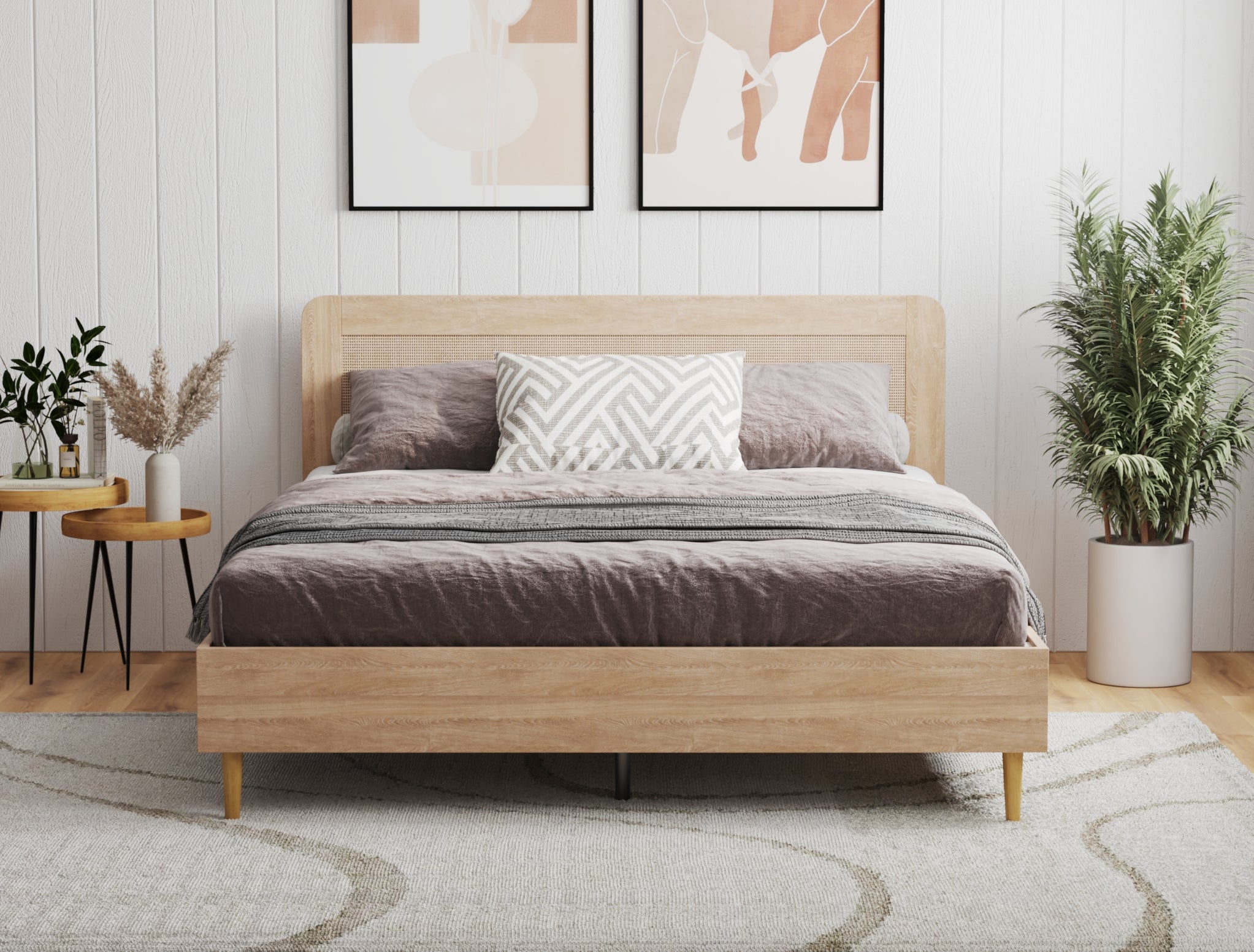 Venus Wooden Rattan Natural Bed Frame — ISAAK