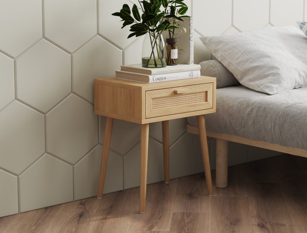 Miller Rattan Natural Bedside Table – ISAAK
