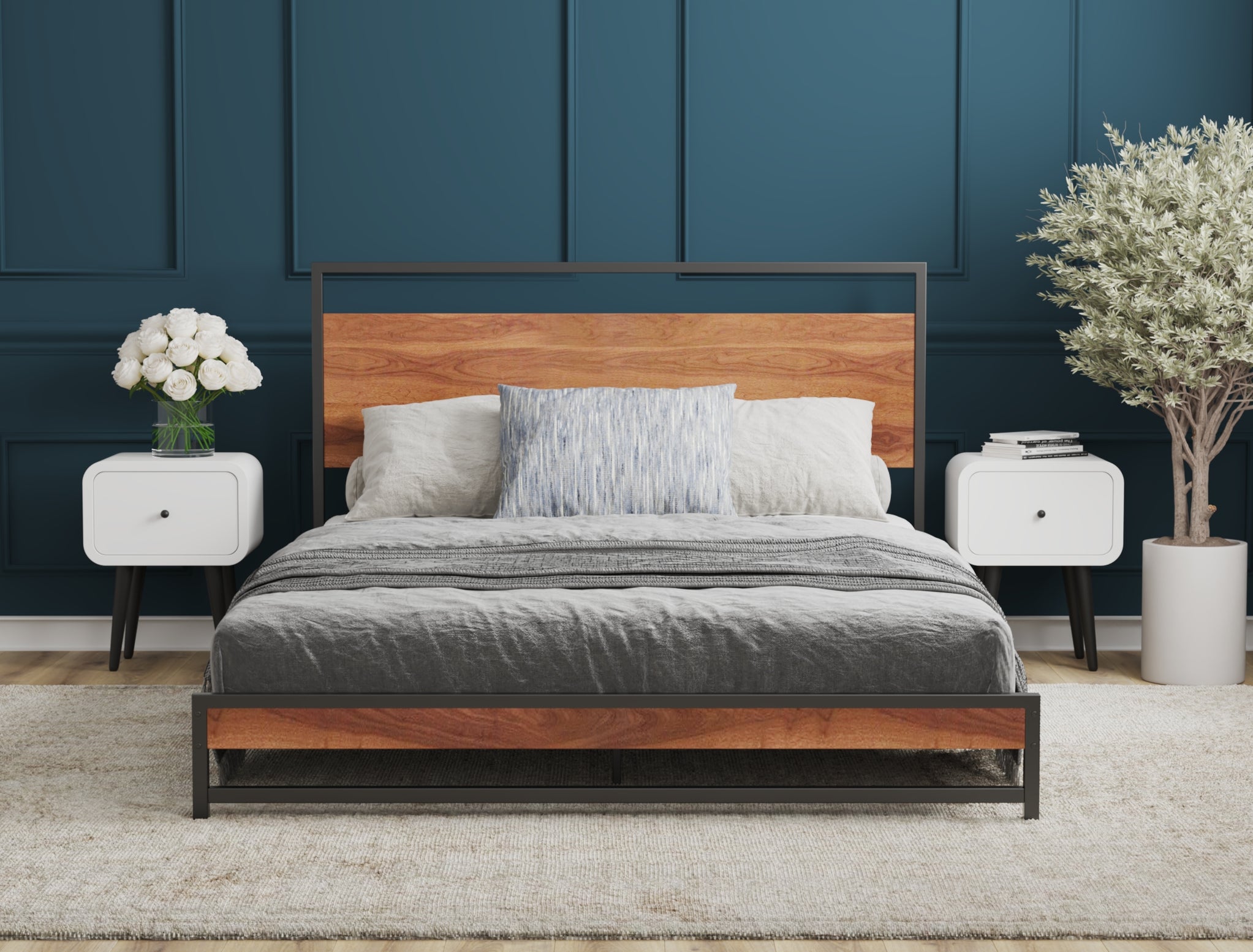 Hero Wooden Metal Walnut Bed Frame — ISAAK