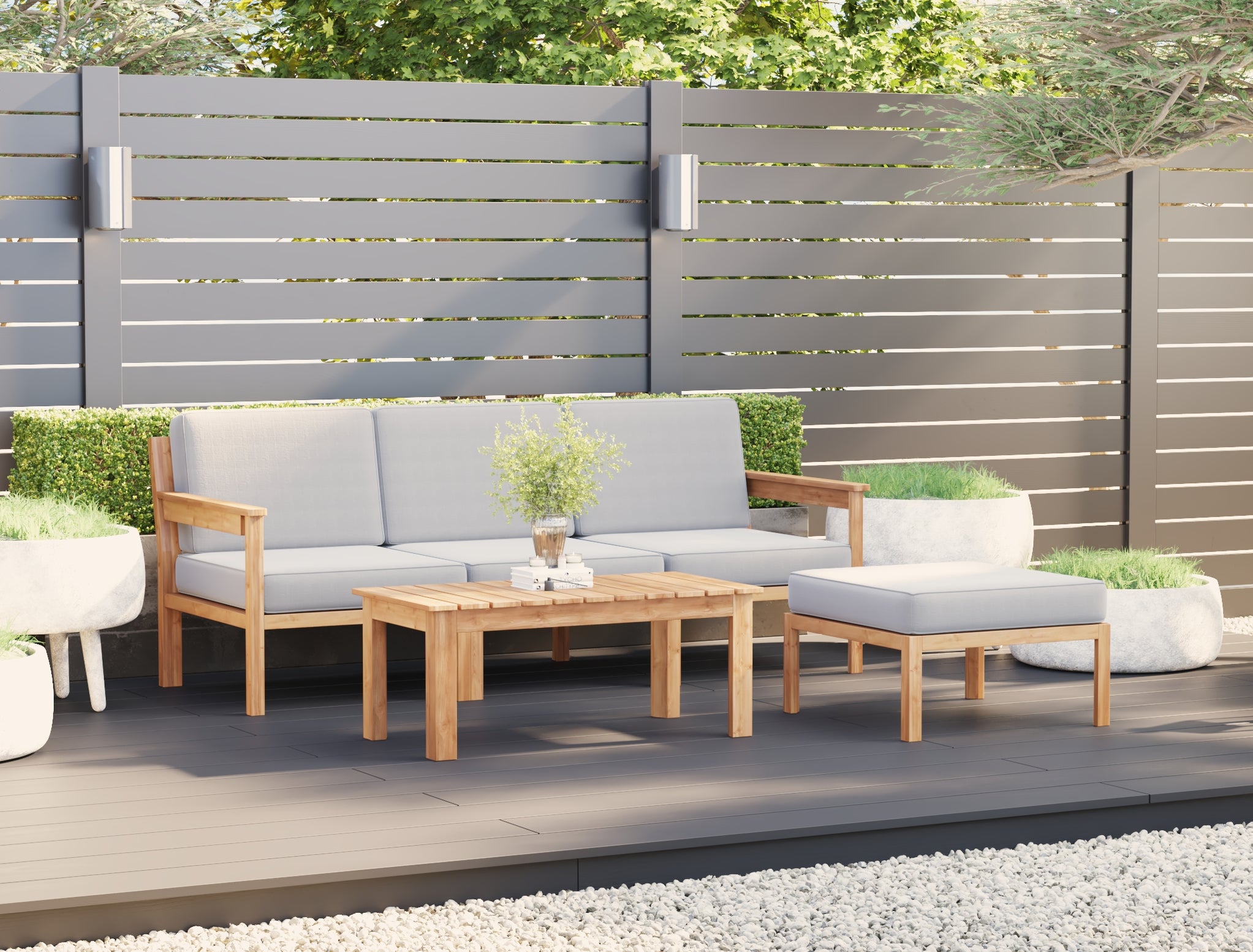 Alexo 5 Piece Outdoor Wooden Lounge Set — ISAAK