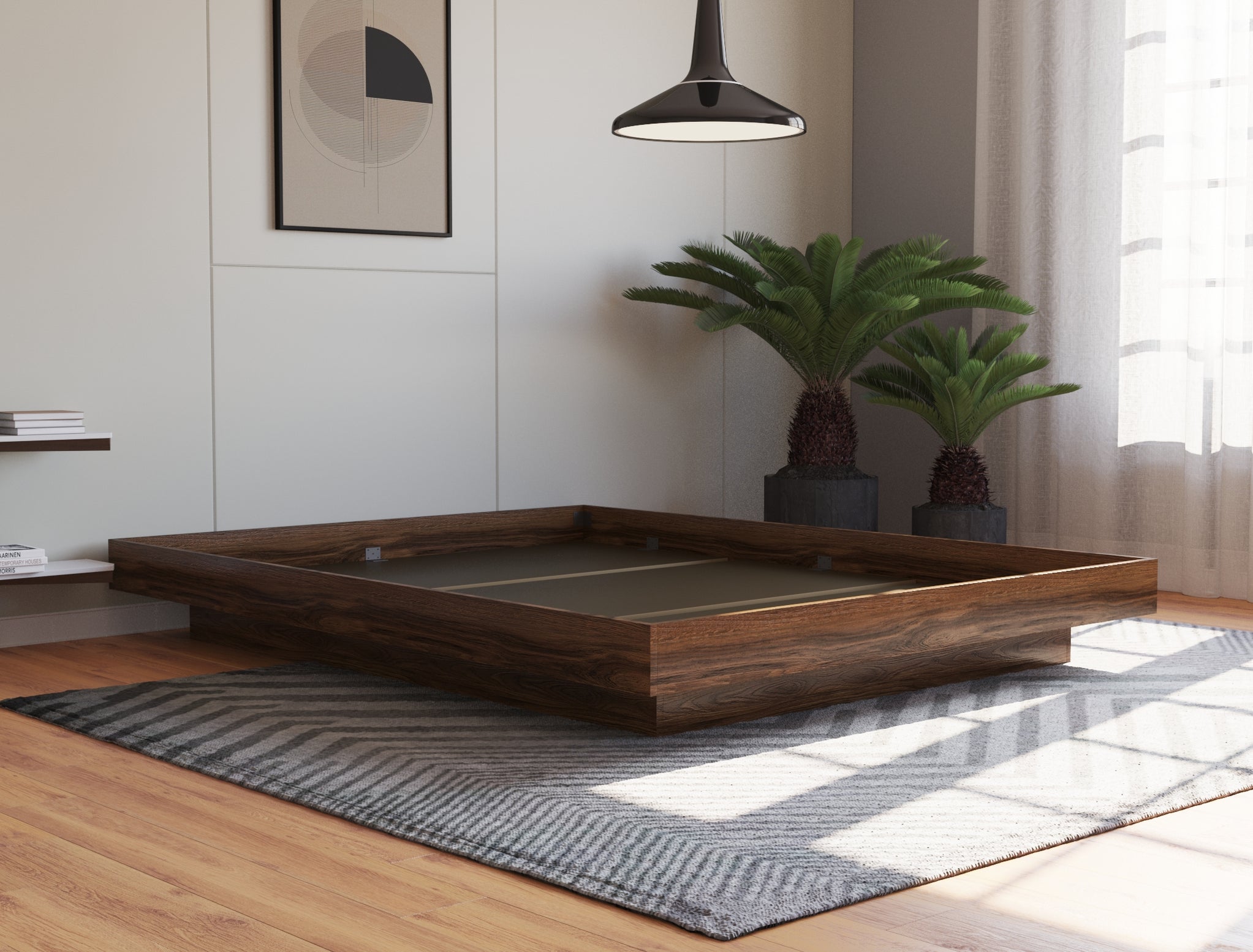 Apollo Wooden Walnut Platform Bed Frame — ISAAK