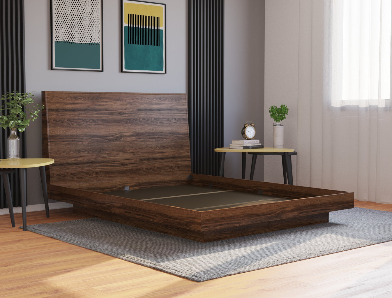 Altair Wooden Walnut Bed Frame – ISAAK