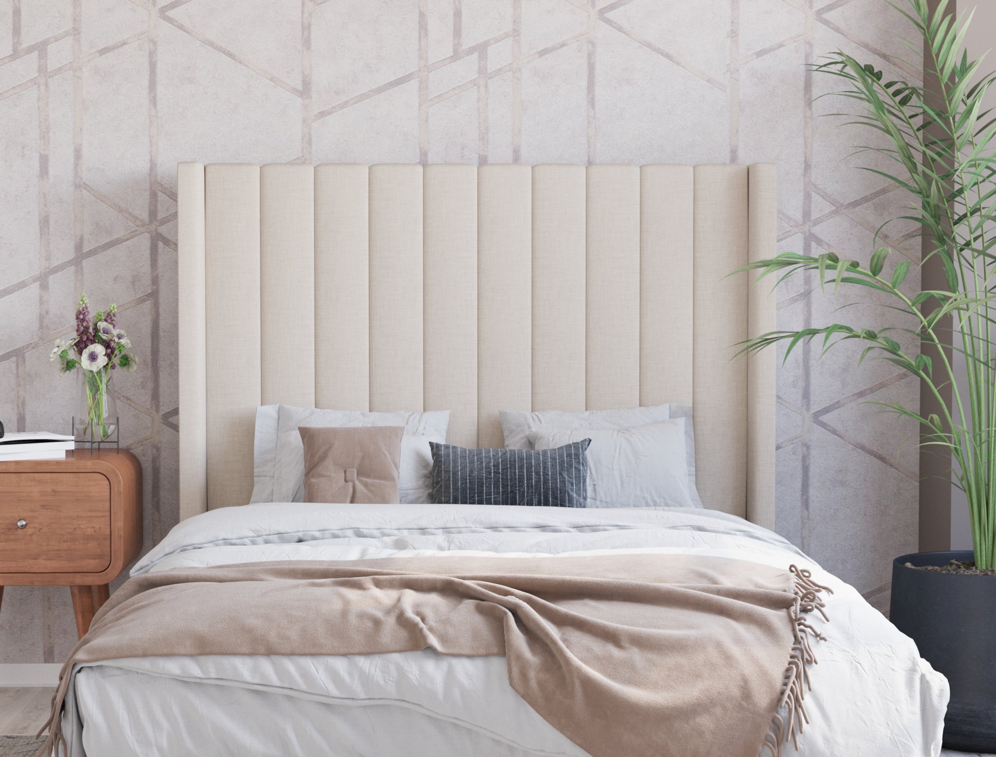 Jacob Beige Fabric Bed Head — ISAAK