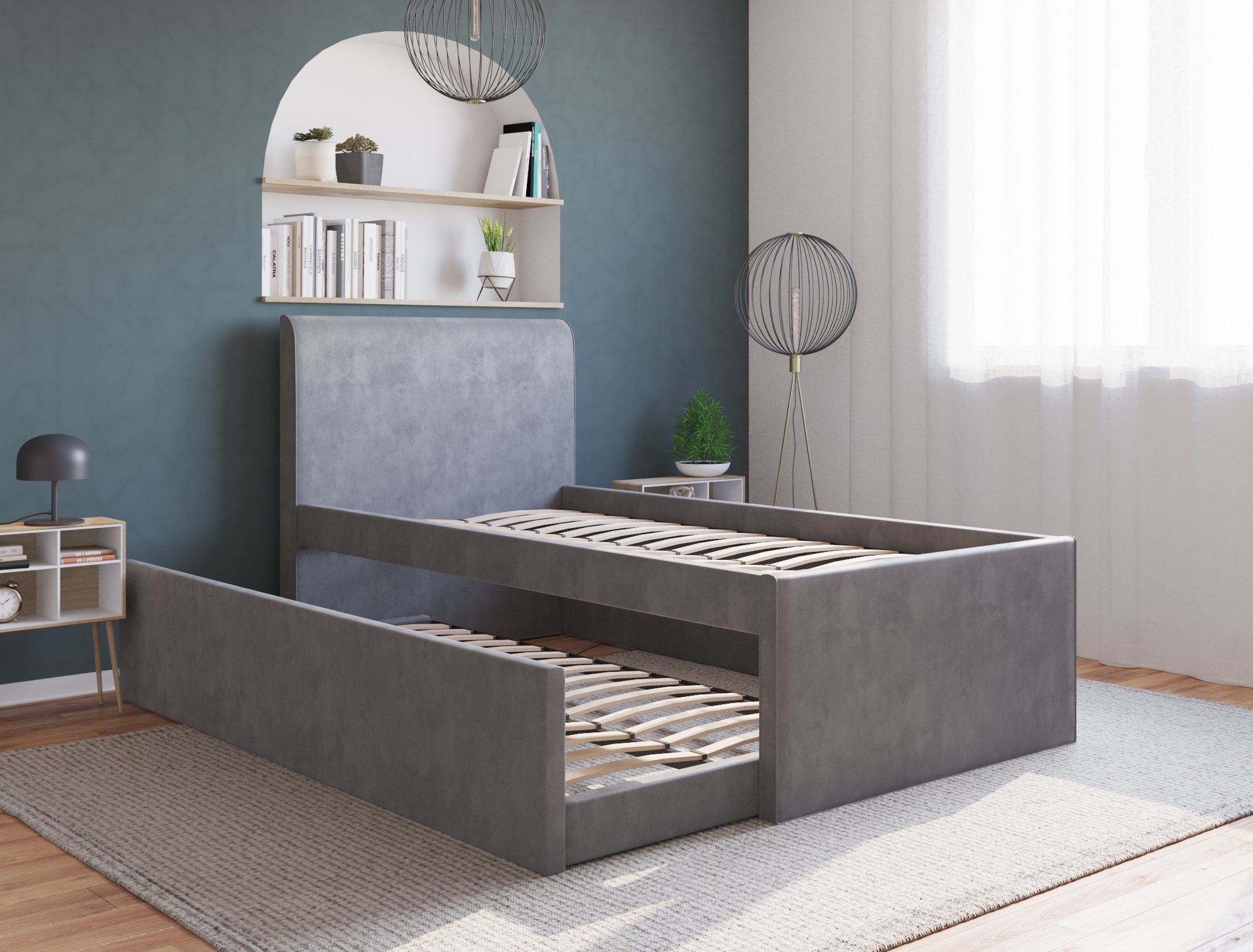 Selina Grey Velvet Trundle — ISAAK